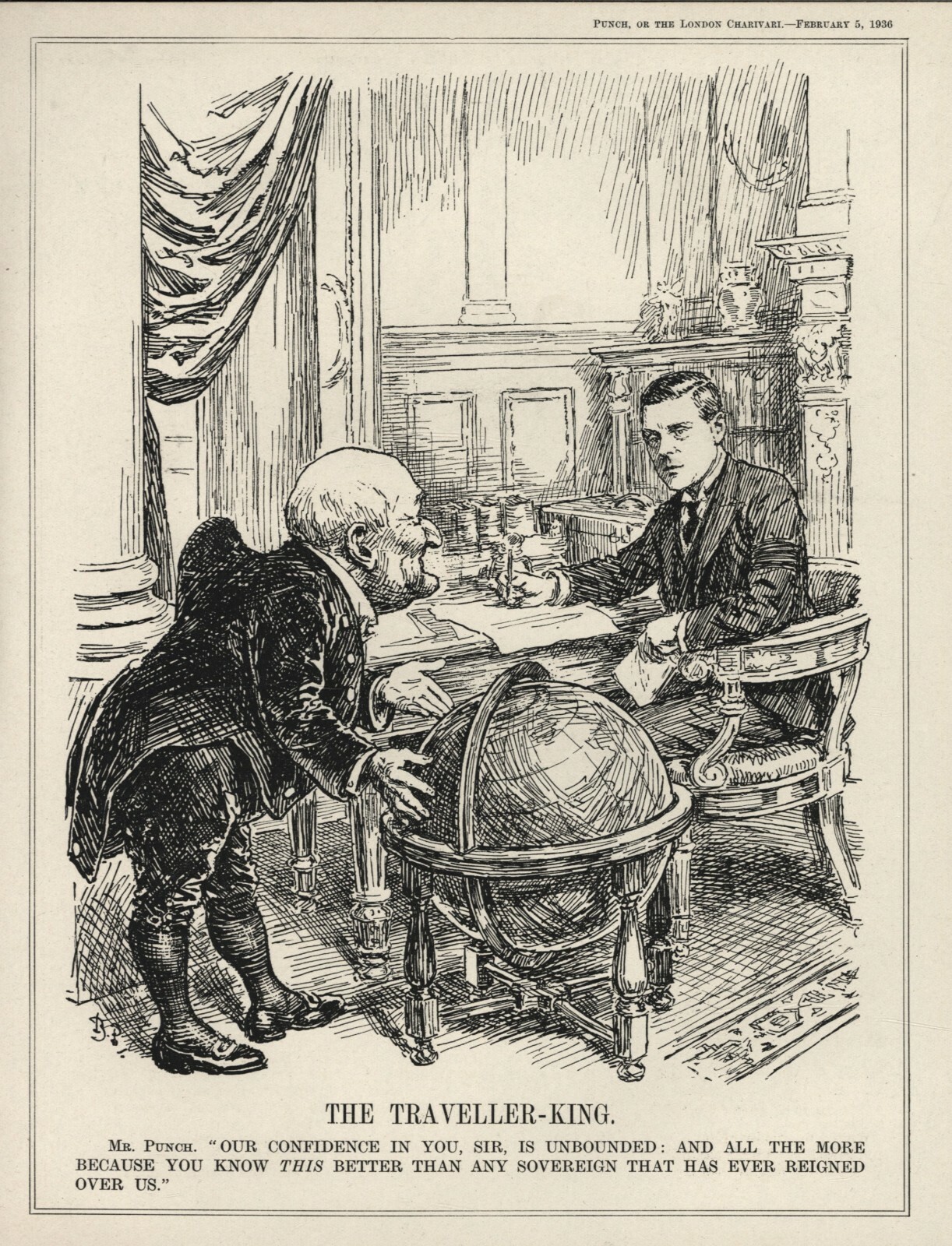 Early EDWARD VIII CARTOON ILLLUSTRATION - "The Traveler King" 1936 ...
