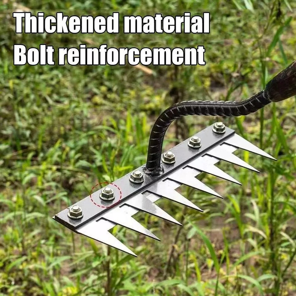 6/7/8 Teeth Carbon Steel Garden Weeding Rake, Garden Rakes Metal Heavy ...