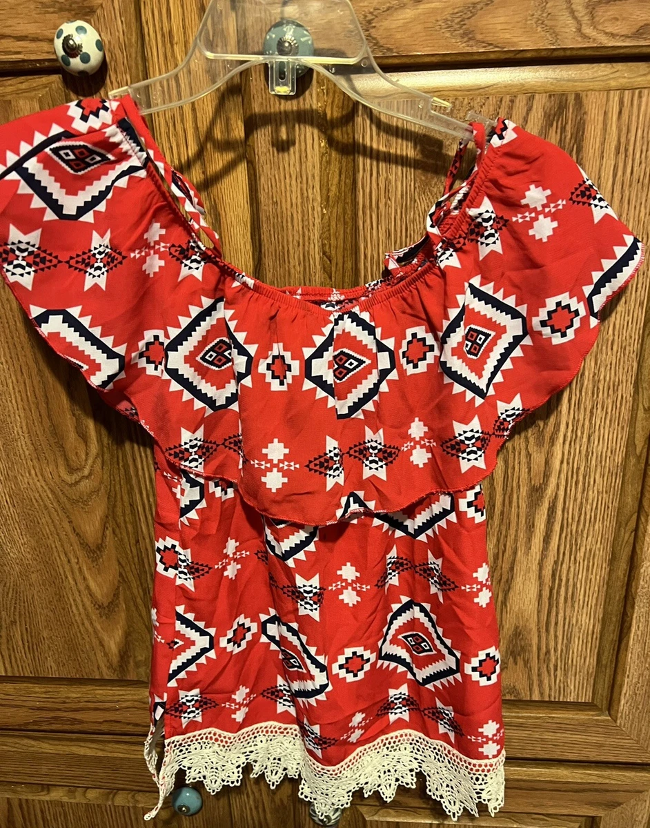 Red Aztec Print Top