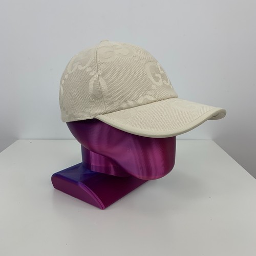 Gucci GG Monogram Jumbo Jacquard Canvas Baseball Cap Hat White Size L ...