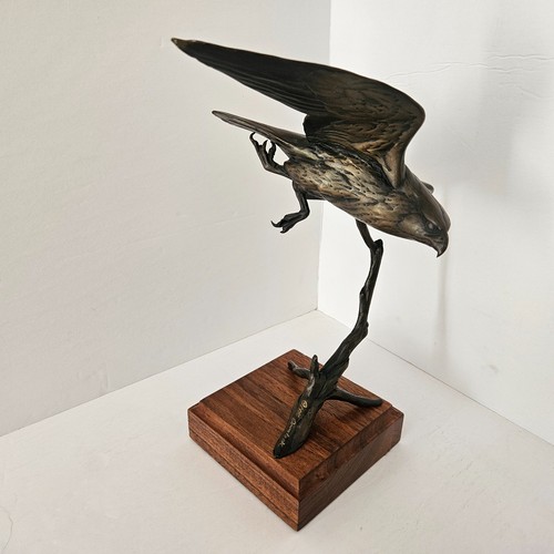 Chester Comstock Flying Peregrine Falcon Bronze Sculpture Signed 1981 ...