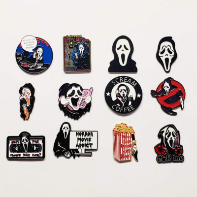 Ghostface Scream enamel pins 🔪 mask knife phone VHS horror scary movies ...