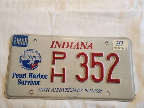 Authentic 1997 Indiana Pearl Harbor Survivor License Plate | eBay