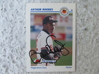 Orioles Arthur Rhodes Signed Autographed 1991 Minor League Hagerstown ...
