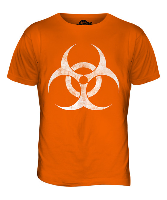 RADIOACTIVE DISTRESSED PRINT MENS T-SHIRT RADIATION SYMBOL GEEK TOP ...