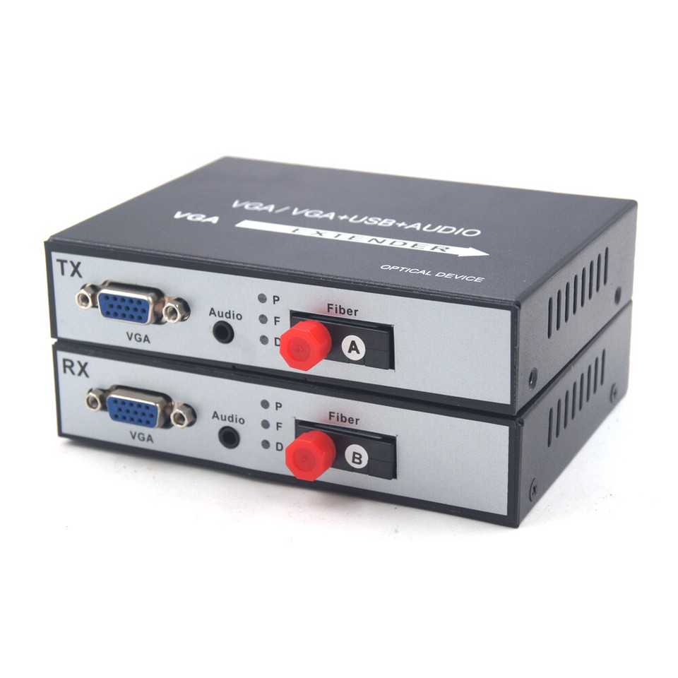 VGA extenders Video Audio over Fiber optic 20Km Transmitter Receiver ...