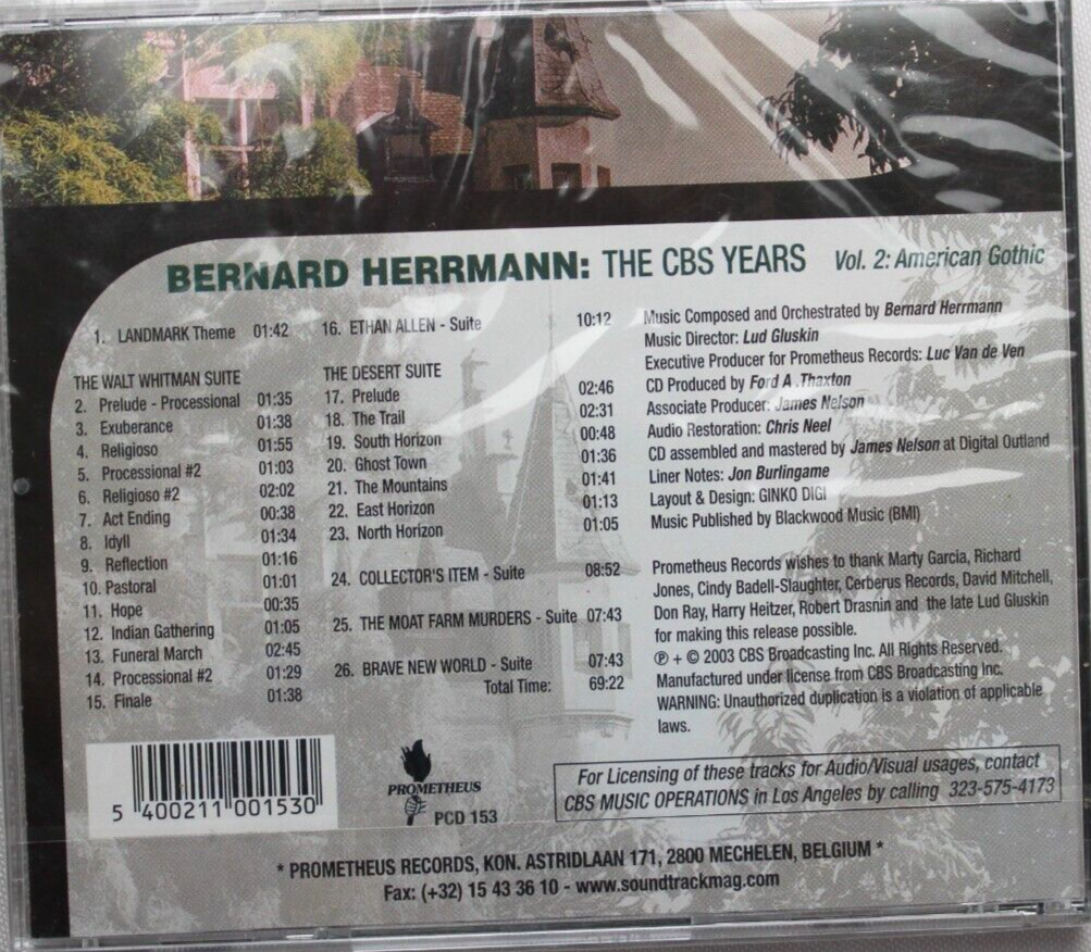 BERNARD HERRMANN THE CBS YEARS VOL 2 AMERICAN GOTHIC [NEW CD] SEALED ...