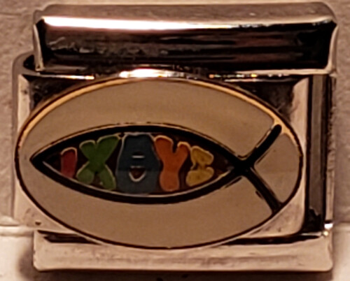 Ichthys Christian Fish 9mm Italian Charm Stainless Steel & Enamel | eBay