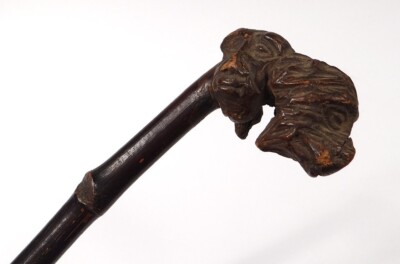 Antique Cane Carved Wooden Handle Monkey Heads Thorny Wood 19th Century ...