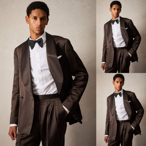Brown Wedding Men's Suits Formal Tuxedos Shawl Lapel Jacket Prom Dinner ...