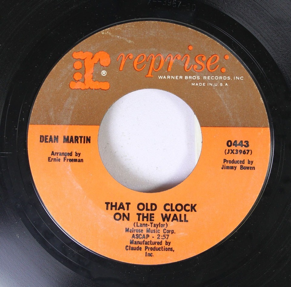 Pop 45 Dean Martin - Somewhere There'S A Someone / That Old Clock On ...