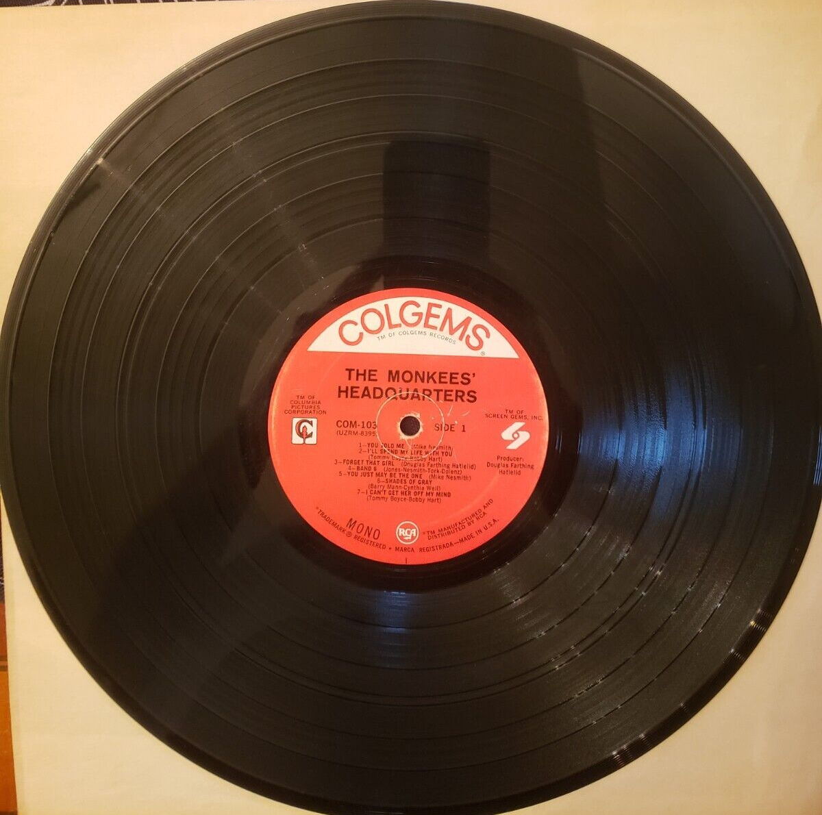 1967 The Monkees Headquarters Vinyl Record Colgems COM-103 Shades Of ...