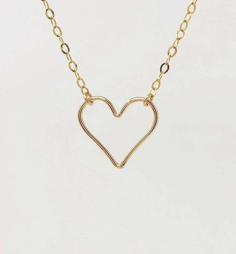 Heart Outline Charm Necklace in gold fill or rose gold fill | eBay
