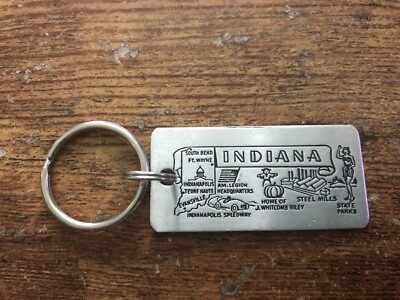 Vintage INDIANA STATE Aluminum Tag Ring keychain Indianapolis Speedway ...