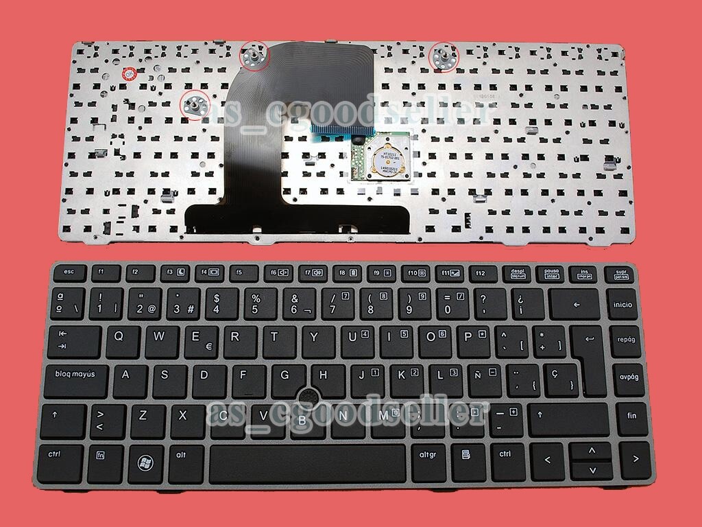 for HP Elitebook 8460P 8460W 8470P 8470W Keyboard Spanish Silver Frame ...