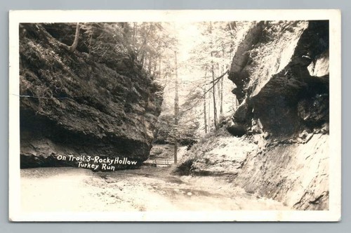 "Trail 3" Rocky Hollow~Turkey Run MARSHALL Indiana RPPC Vintage River ...