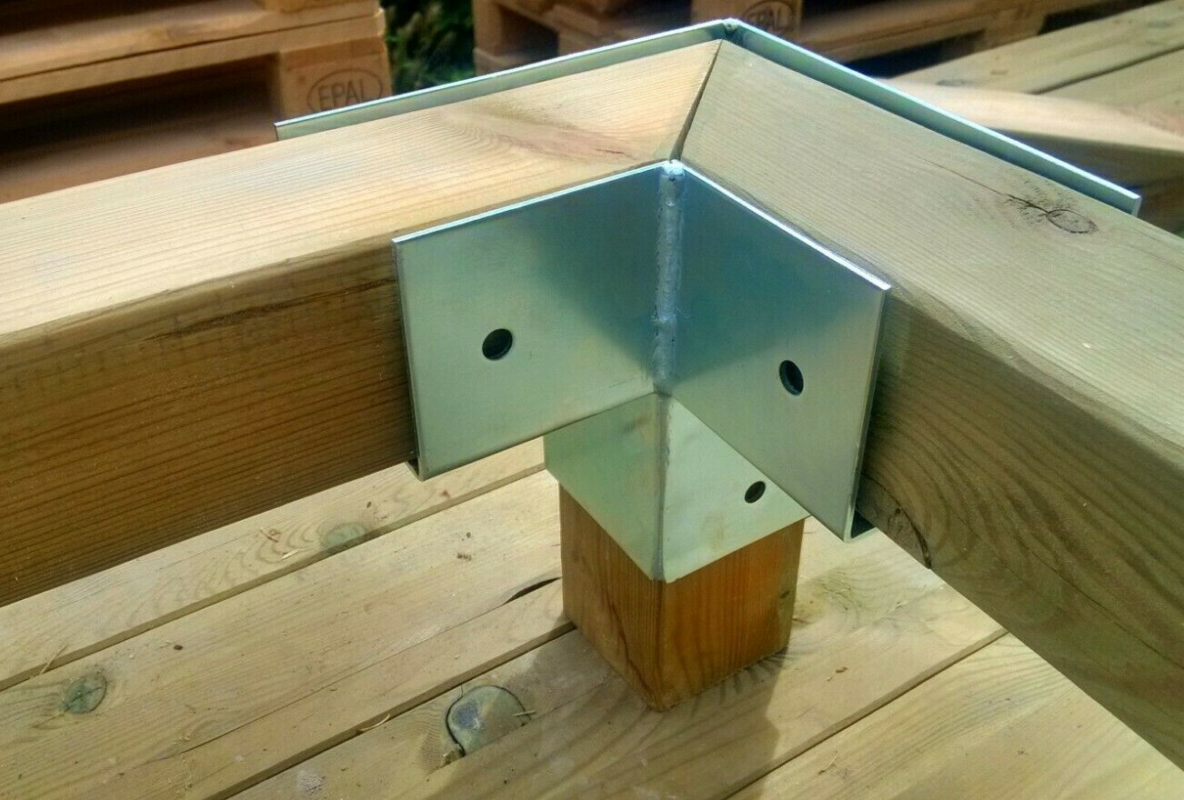 Pfostenecke Holzverbinder 3-Wege aus Stahl verzinkt Pfostenverbinder ...