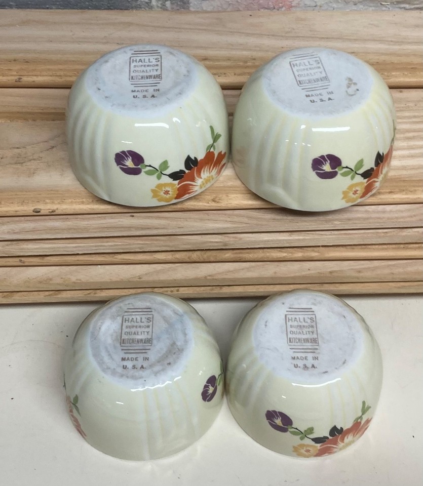 4 Vintage Hall China Pattern 488 Floral Radiance Custard Cups | eBay