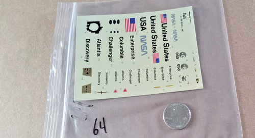 Space Shuttle decals only Scale unknow package # 64 decals only Read ...