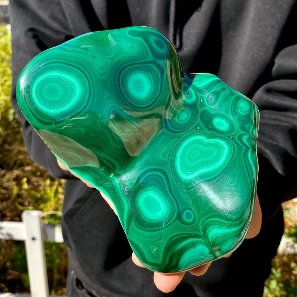 2.2LB Natural glossy Malachite egg transparent cluster rough mineral ...