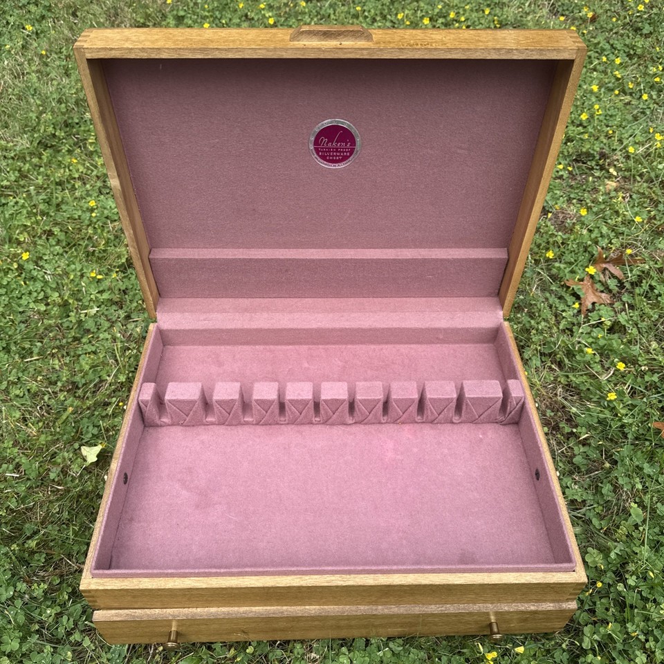 Wood Tarnish Resistant Silverware Flatware Storage Chest Box Wooden ...