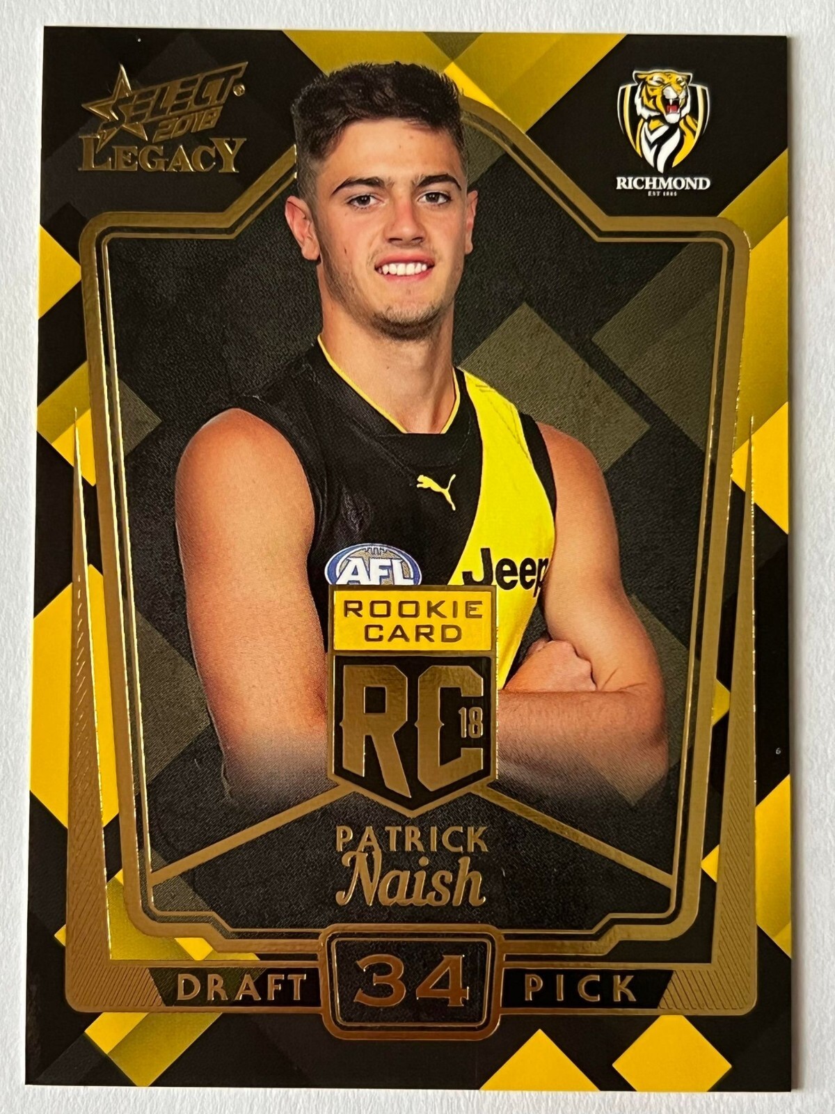2018 Select Legacy Draft Rookie card - Patrick Naish #027/250 Richmond ...