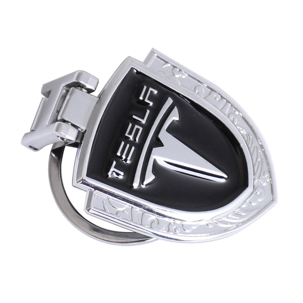 Chrome Black Car TESLA Emblem Key Chain Key Fob Ring for Model 3 Y S X ...