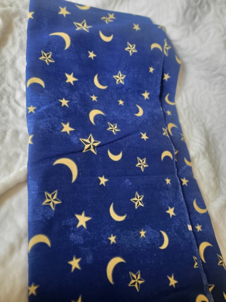 fabric Cloth Moon and Stars print Multicolored Blue yellow Cotton 82x50 ...