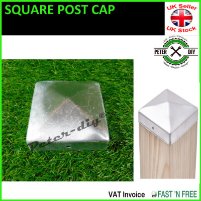 SQUARE Pyramid Silver GALVANISED Fence POST CAP CAPS Cover Top 101 x ...