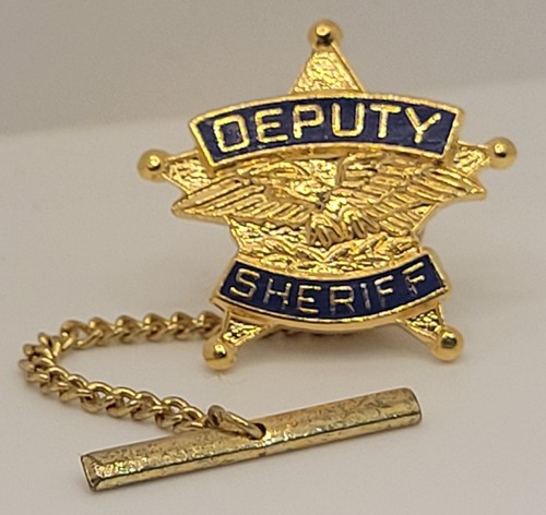 Deputy Sheriff Eagle Star Badge Tie Tack Pin Gold Blue Enamel VH ...