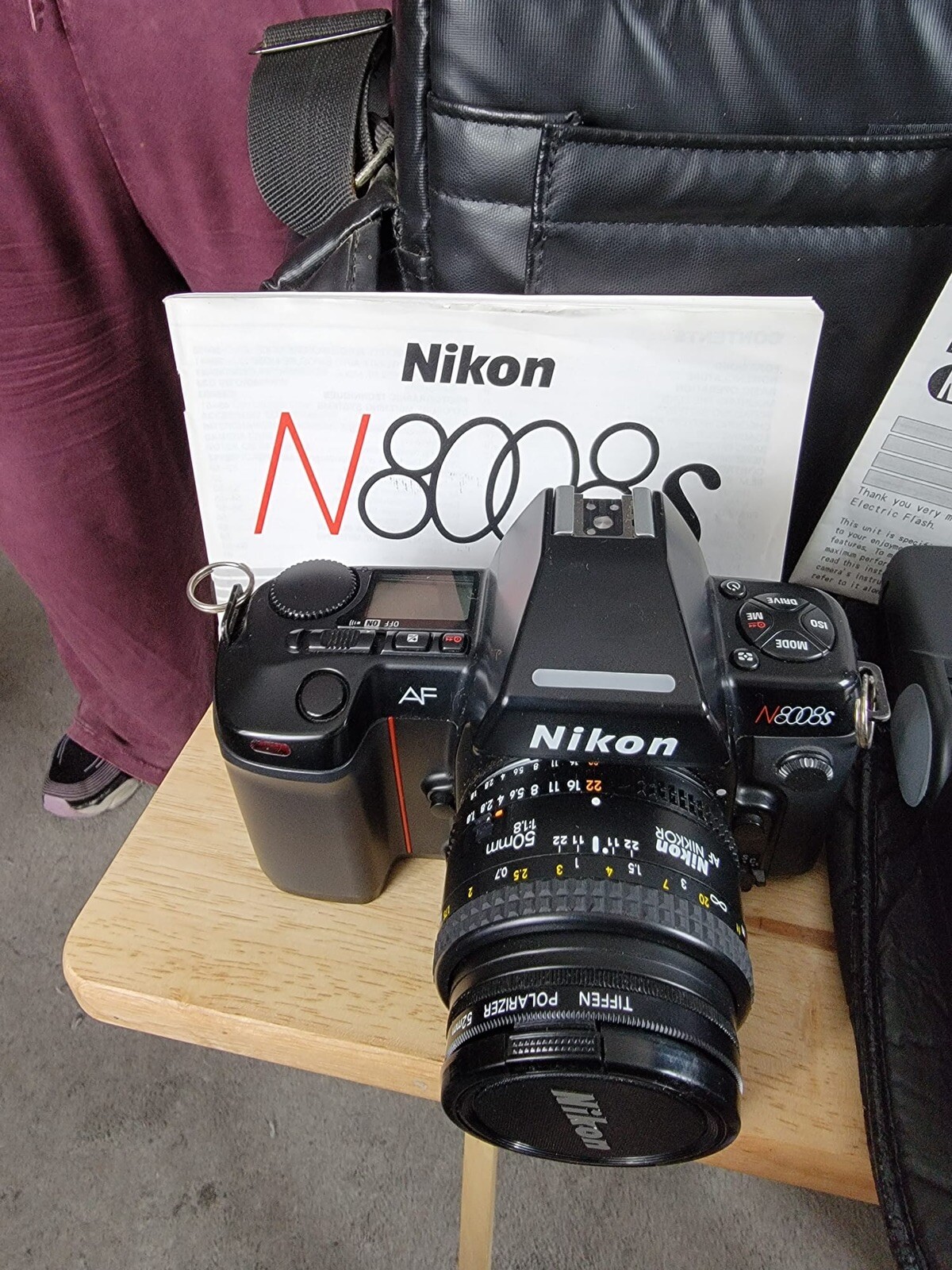 Nikon N8008s 35mm SLR Film Camera Body, Flash, Case, Film, Cleaner, Etc ...