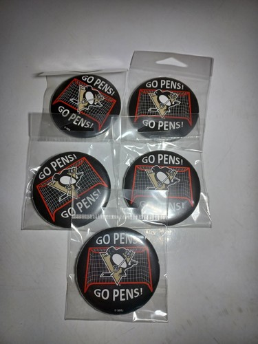LOT OF 5 NHL PITTSBURGH PENGUINS Button's Pins Badge GO PENS !! | eBay