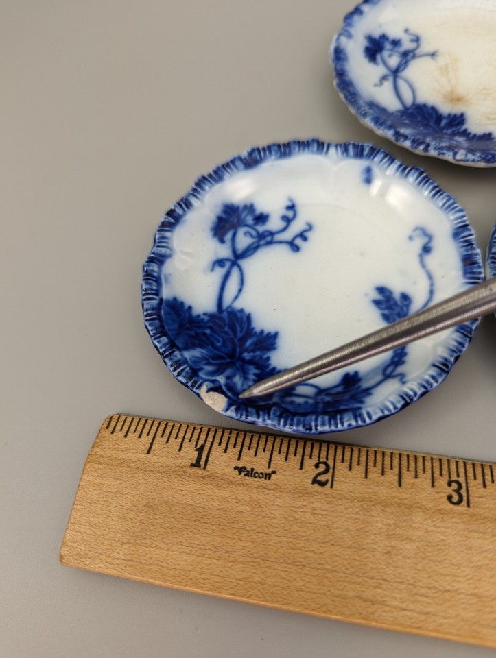 3x Antique John Maddock & Sons Butter Pat Virginia Pattern Flow Blue | eBay