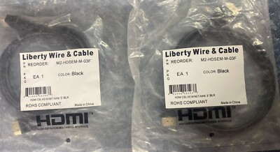 Liberty Wire Cable M2-HDSEM-M-03F Low Pro Flexible 3' HDMI (Lot Of 2 ...