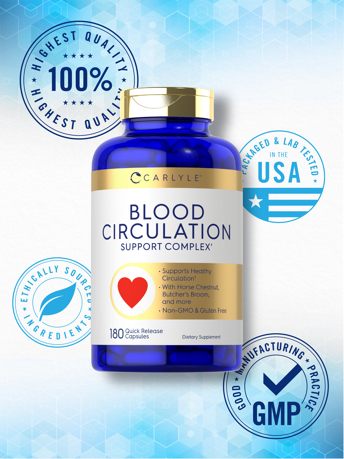 Blood Circulation Pills | 180 Capsules | Non-GMO Supplement | by ...