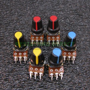 6x 100K OHM Linear Taper Dual Gang Rotary Potentiometers B100K w/Knob 6pcs U40 | eBay