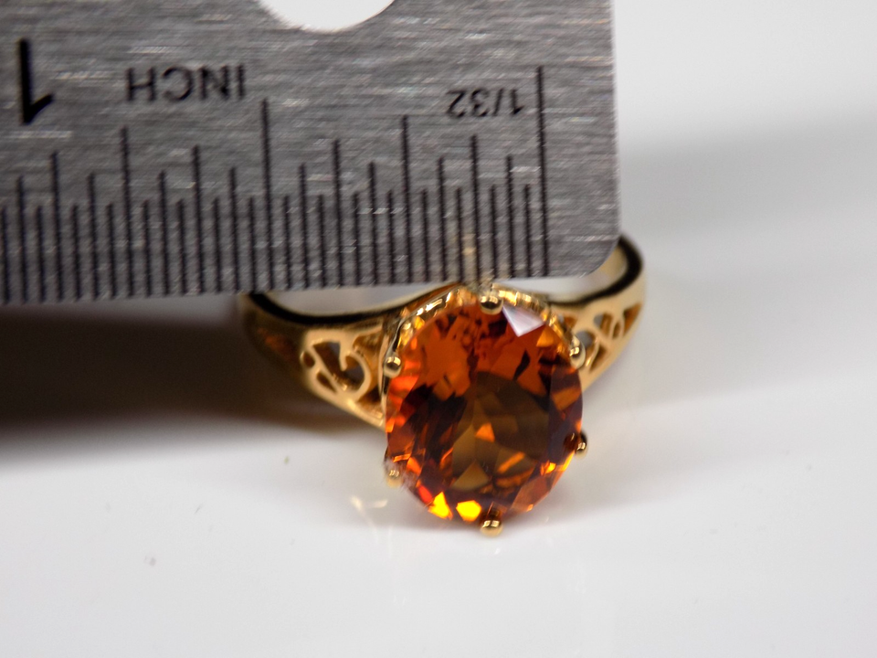 Vintage CW Madeira Citrine Ring 925 Yellow Gold Vermeil Size 7.5 ...