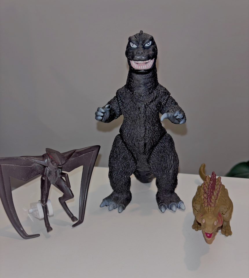 2007 Bandai Movie Monster EX SERIES 1968 Godzilla, Muto, and Shin Form ...