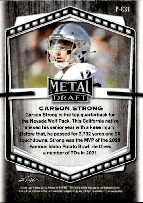 2022 Leaf Draft - Metal Portrait Carson Strong #P-CS1 Blue Prismatic ...