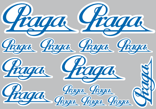 PRAGA STICKER SET - A4 SIZE SHEET OF 15 LAMINATED STICKERS/DECALS ...