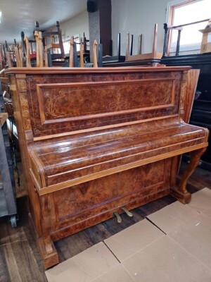Burled Walnut German Upright Piano | eBay