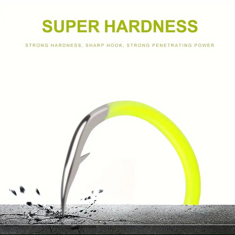 100PCS Fluorescent Fishing Hooks Barbed Single Circle Hook Hight Carbon ...