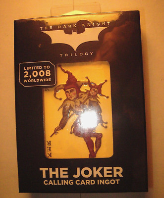 THE DARK KNIGHT TRILOGY THE JOKER CALLING CARD EMBOSSED ENAMEL INGOT ...
