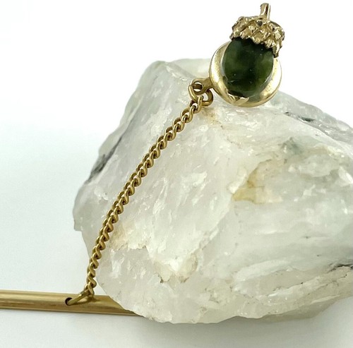 Vintage Jade and Gold Tone Acorn Tie Tack Pin | eBay