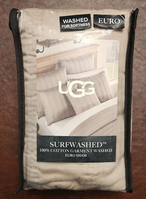 UGG Surfwashed 100% Cotton Euro Sham Oyster 26x26” Package Shelf Wear ...