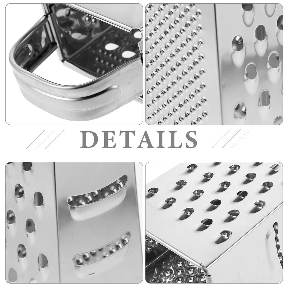 Kitchen Stainless Steel 4-Sided Box Food Grater Vegetable Cheese Slicer ...