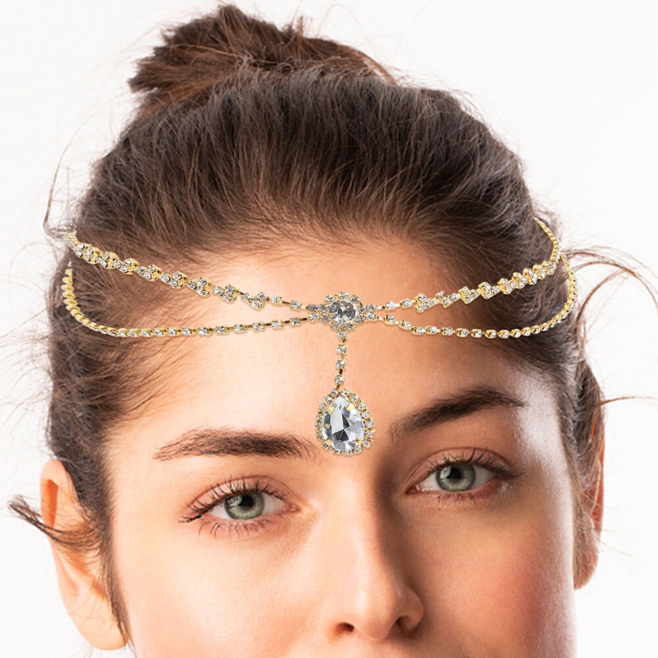 1PC rhinestone forehead chain Stylish Frontlet Elegant crystal head ...
