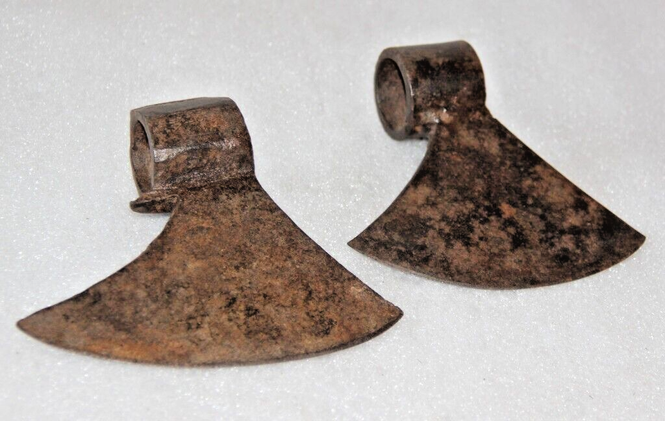 1850's Antique Hand Forged Solid Iron Axe Head Nice Shape 2PC 13526 ...