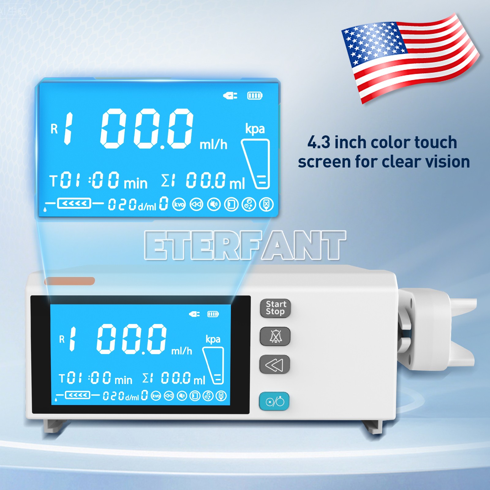 4.3 Inch Color Touch Screen Syringe Pump Stackable Design Medical/Lab ...