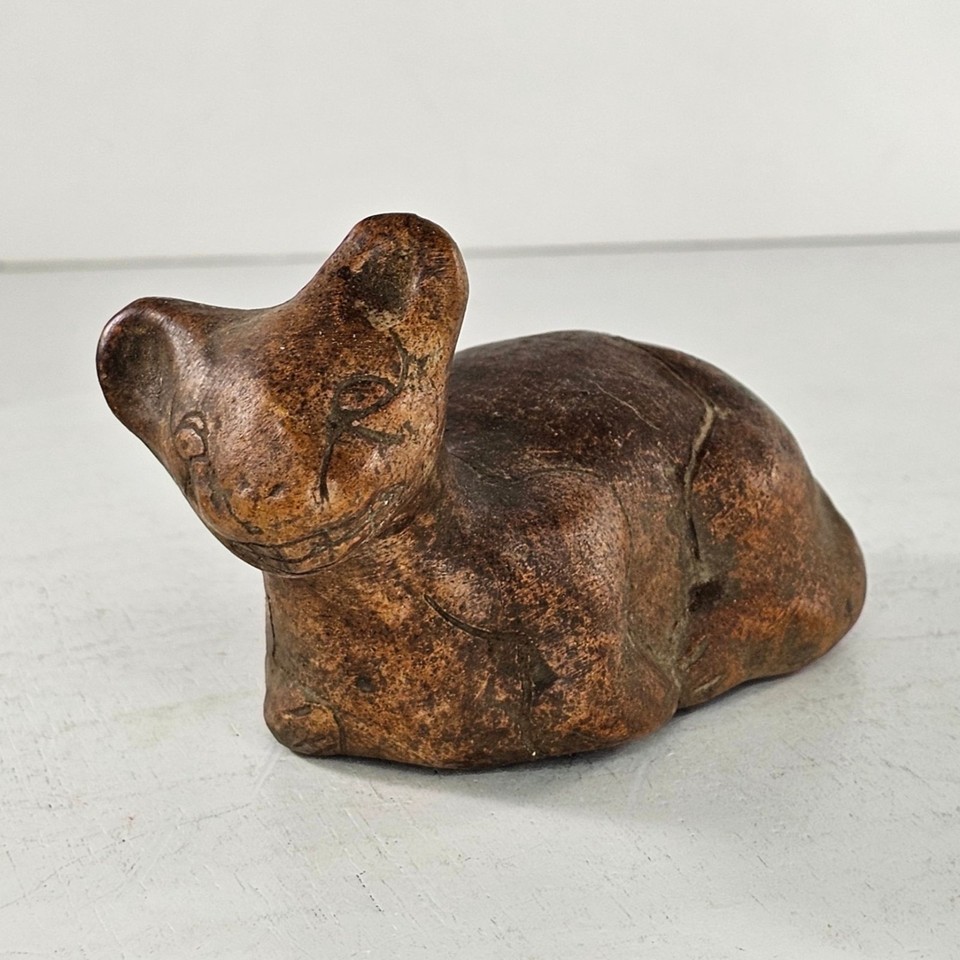 Mexican Colima Pottery Cat Dog Jaguar Lying Down Pre-Columbian Figurine ...